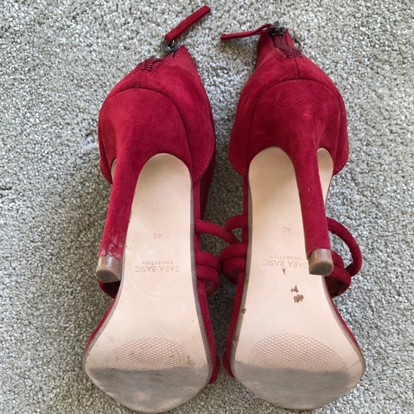 Zara | Shoes | Zara Knotted High Heel Sandals In Burgundy Red | Poshmark